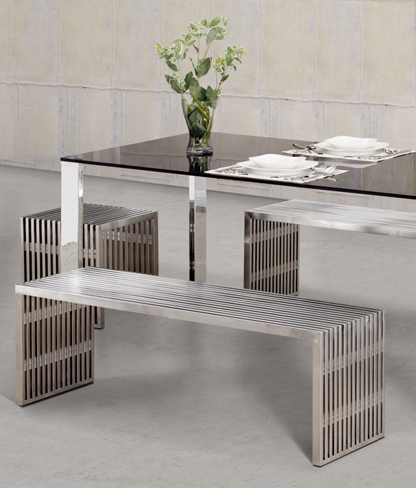 Marvel Stainless Steel Single Modern Living Room Bench - SoBe Furniture